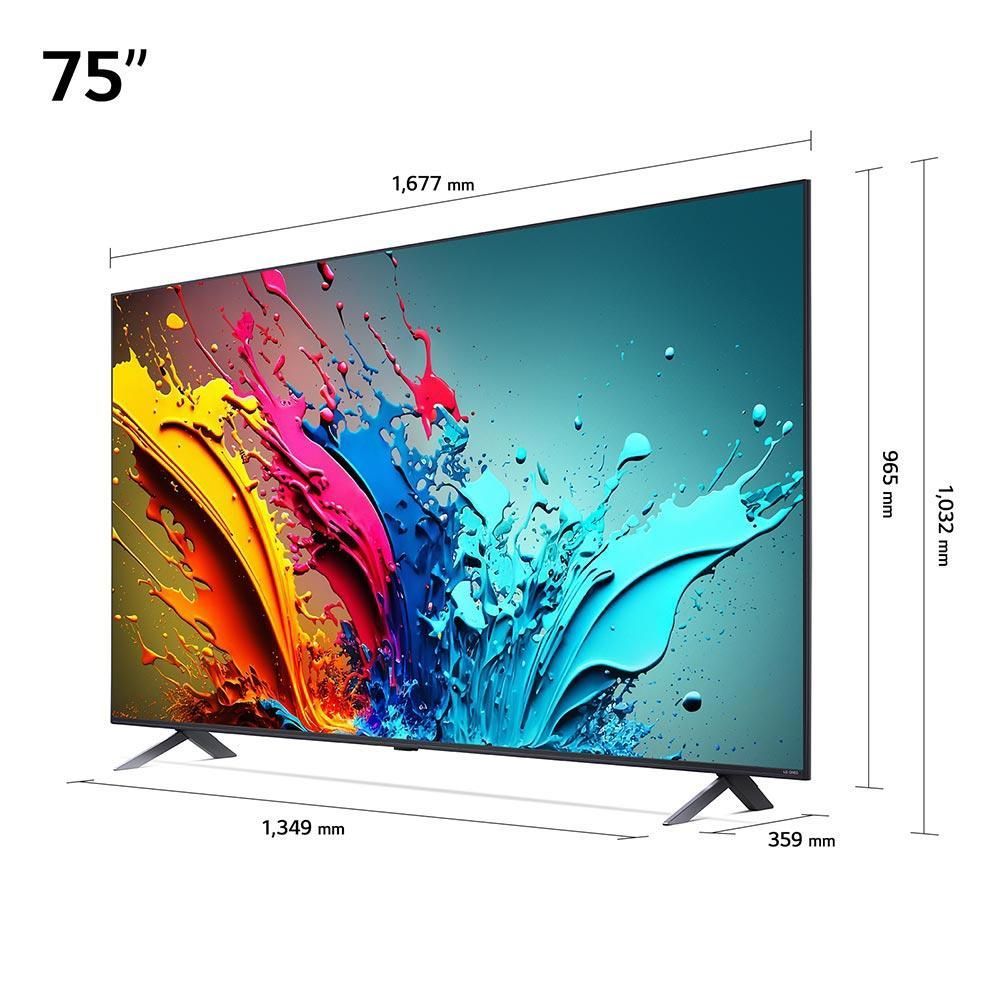 Smart TV 4K LG 75" Polegadas 75QNED85T QNED Processador a8 AI Painel 120Hz FreeSync e webOS 24 ...