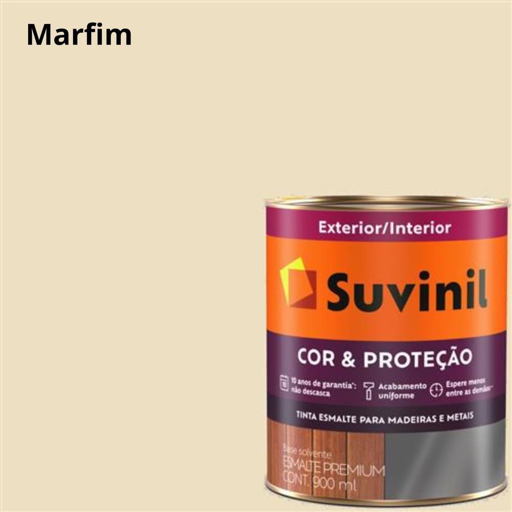 Esmalte Brilhante Suvinil Cor E Proteção Base Solvente 900ml - Marfim ...