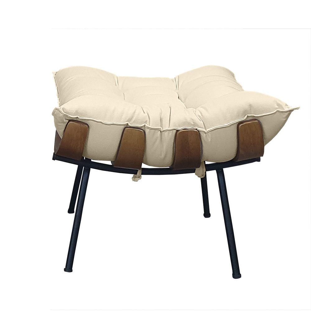 Cadeira Costela Com Puff Decoração Sala De Estar Linho Linho Areia ...