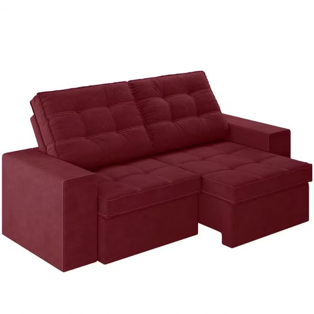 Sofá 3 Lugares Monet Retrátil E Reclinável 191cm Luizzi Vinho - WebContinental