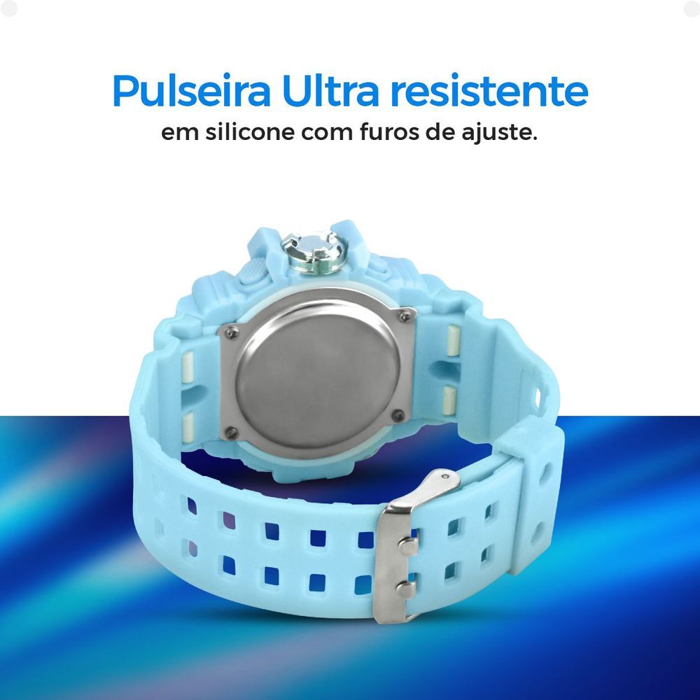 Relogio Digital Infantil Menino Criança Silicone + Caixa Original Azul ...