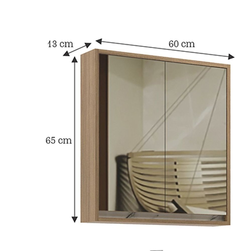 Armário De Banheiro 60cm 02 Portas Com Espelho Ref 651 Itapuã Thassos - WebContinental