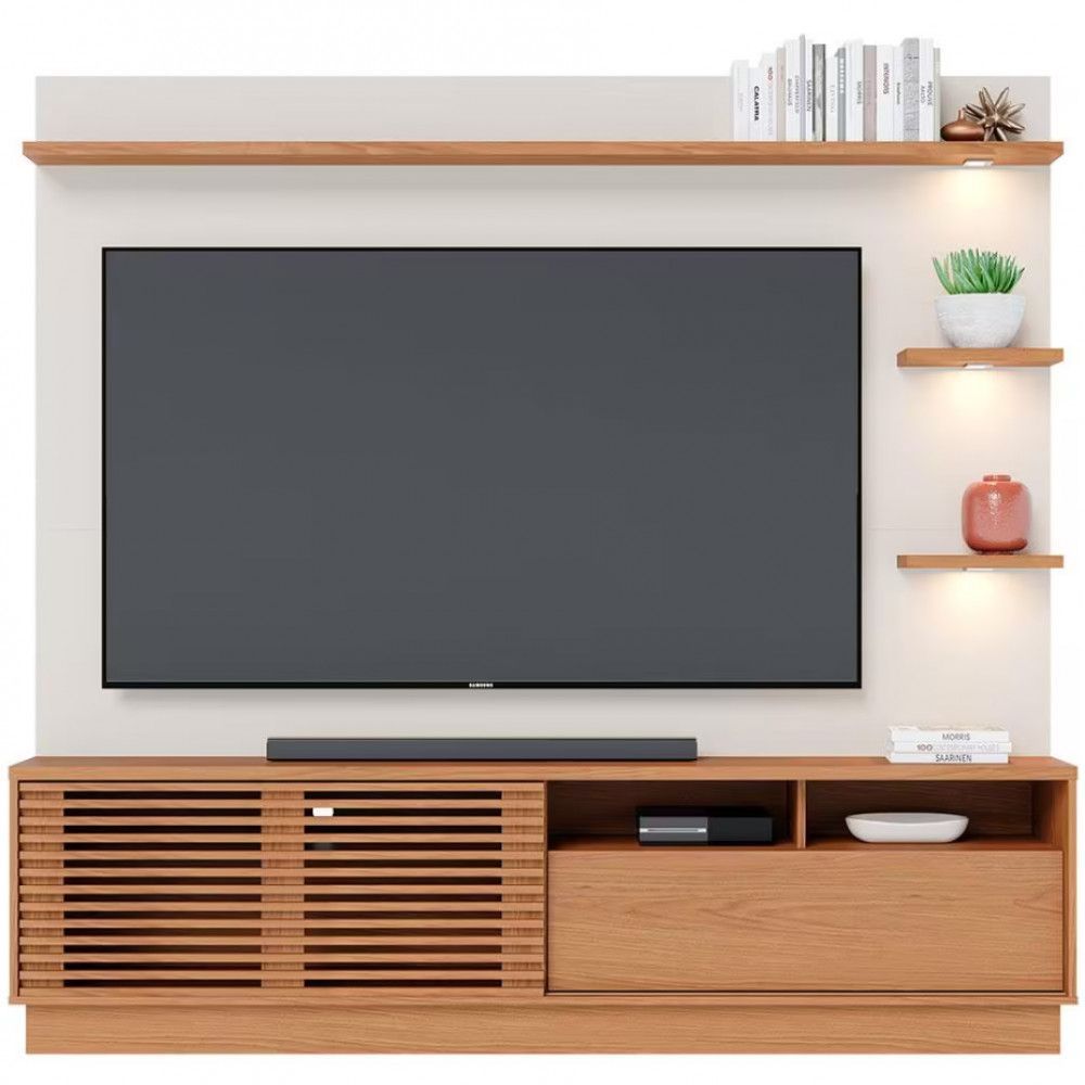 Estante Home Colibri Campeche Spots Led Para Tv 70 Polegadas Freijó Off ...