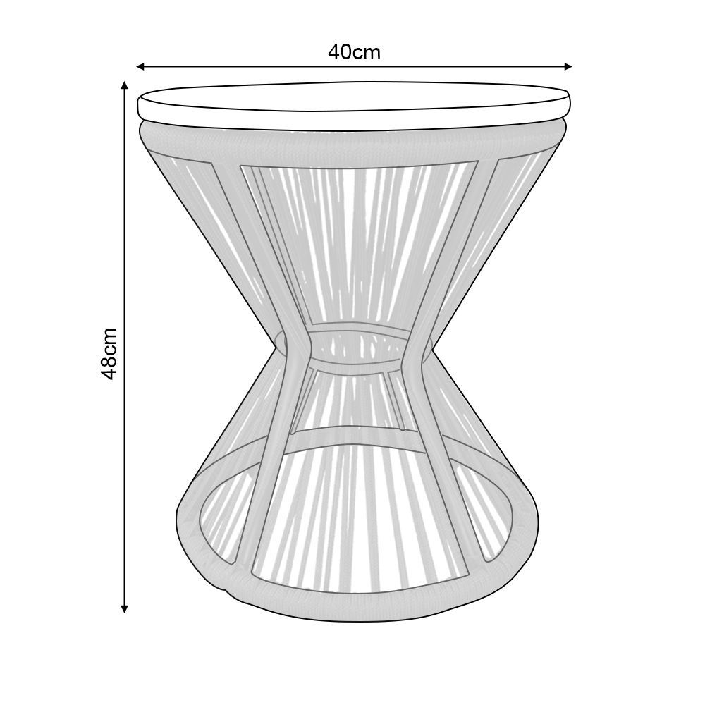 Puff Ampulheta Alumínio Corda Náutica Rami - Bege - WebContinental