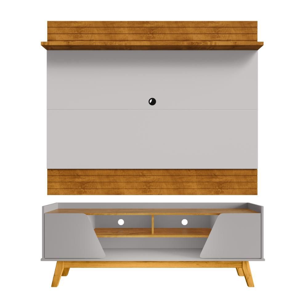 Conjunto Painel E Rack Milan Naturalle Off White - WebContinental