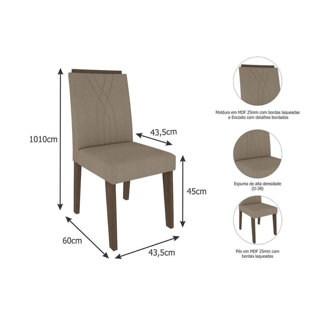 Kit 8 Cadeiras Sala Jantar Nicole 8 Un Nature Suede Joli Chocolate ...