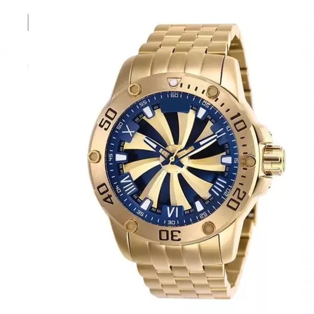 Relógio Roleta Giratória Dourado Aço Masculino - WebContinental