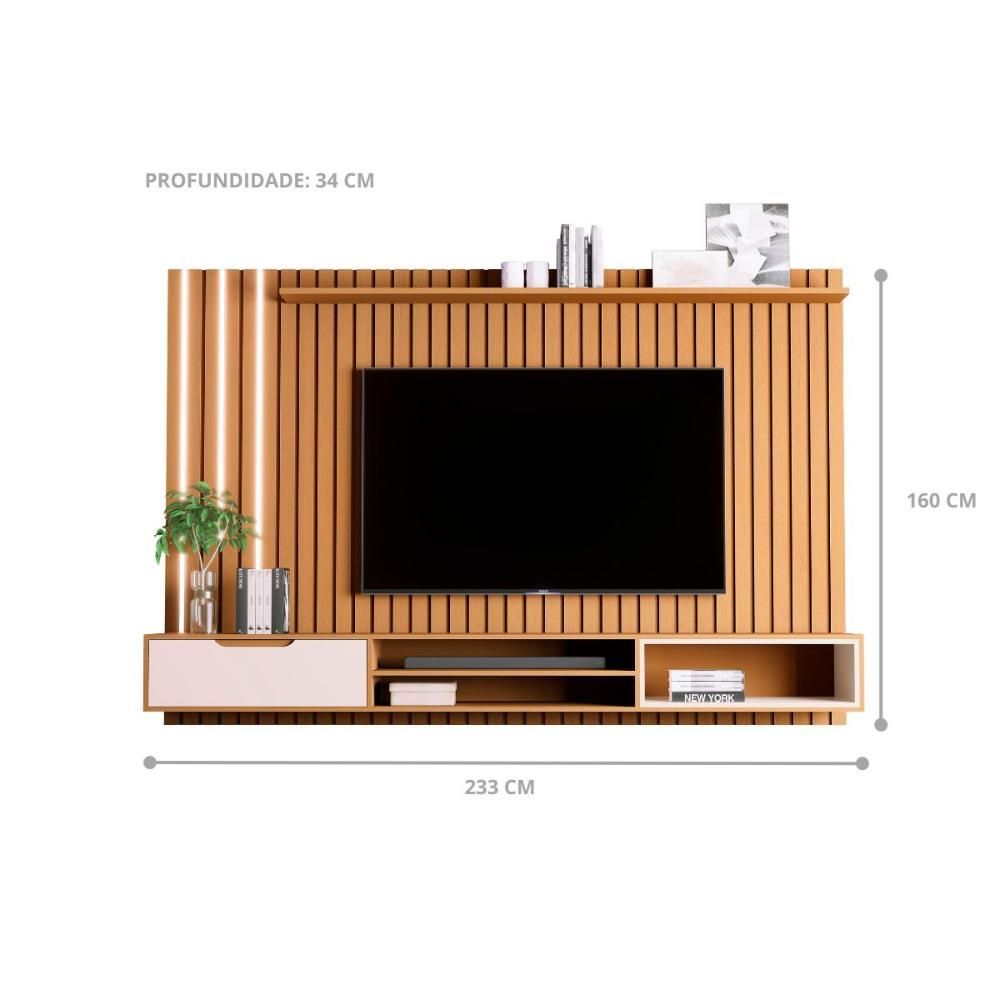 Painel Ripado Para Tv 80 Polegadas Summer Nature Off White - WebContinental