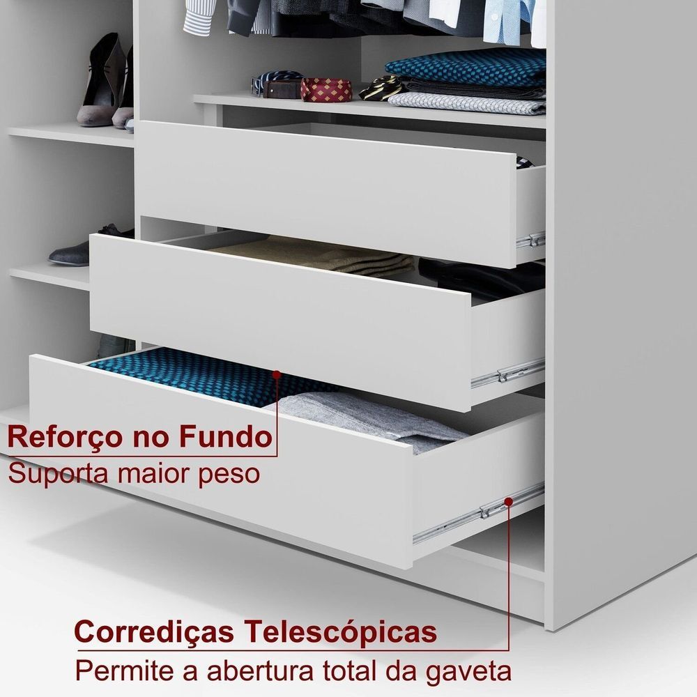 Guarda-roupa Com Sapateira Glamour 5 Portas Branco - WebContinental