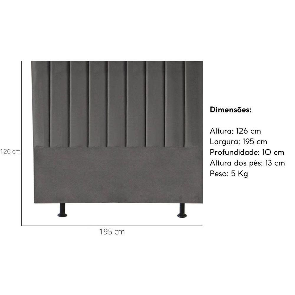Cabeceira Estofada Cama Box King 195 Cm Luana Linho E Frame cinza ...
