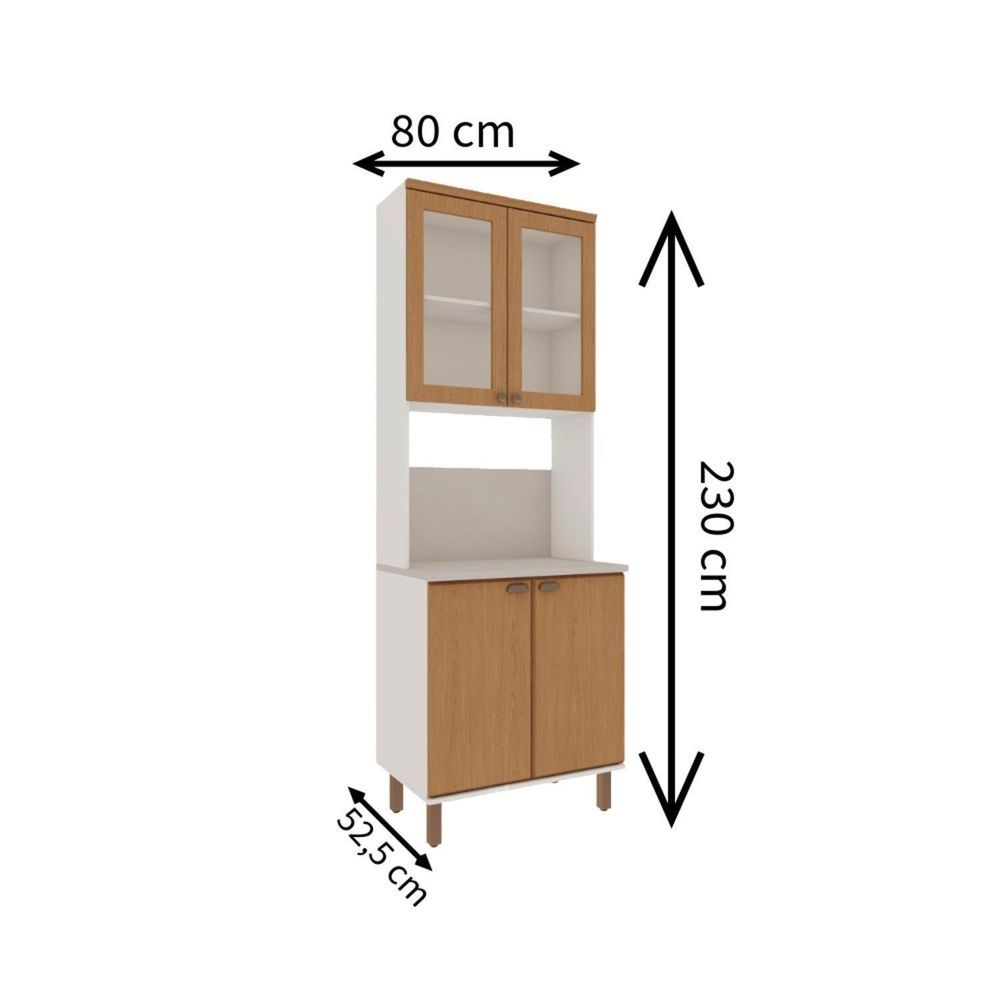 Torre Quente Com Cristaleira 2 Portas De Vidro 100% Mdf Branco/teka ...