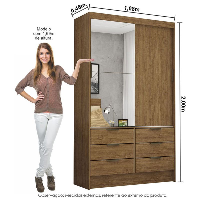 Guarda-roupa Sevilha 2 Portas 6 Gavetas Plus Carioca Móveis Cinamomo ...