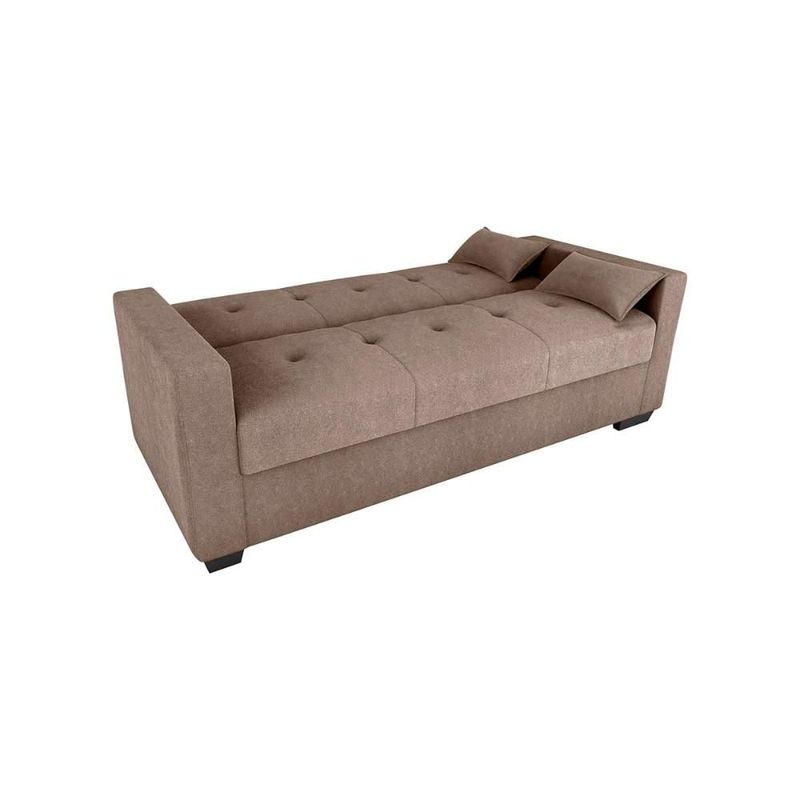 Sofá Cama Lavínia 3 Lugares Retrátil 203cm Marrom Boucle Casal Matrix ...